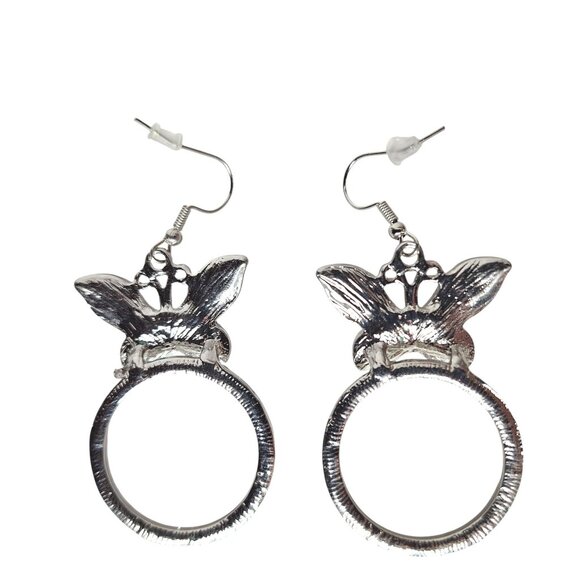 Unbranded | Jewelry | Silver Tone Butterfly Rhinestone Hoop Earrings ...